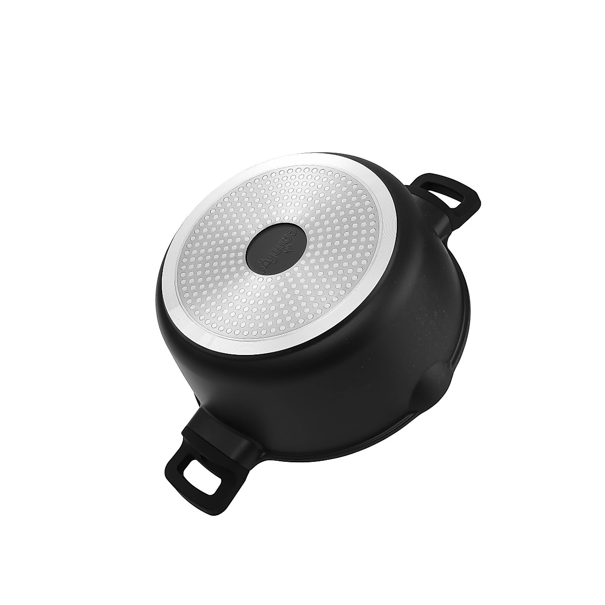 9.5 Inch Non Stick Pan Casserole Pot with Lid & Pour Spout - Lightweight 4.27 Quart Granite Coated Soup Pot Comfort Grip Handle - Induction Compatible PFOA Free Non Stick Pots (Black)