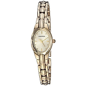 Armitron Women's 75/3313CHGP Oval Faceted Wall-to-Wall Genuine Crystal Gold-Tone Bracelet Watch