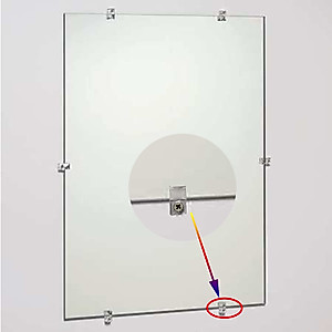 20-Piece Mirror Holder Clip Glass Crystal Clear Plastic Mirror Clip Fixing Clip Kit with Screws and Mirror Hanging Kit (Silver)