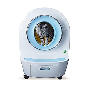 Cat Box Smart Cat Litter Box Electric Automatic Cat Toilet Large Spherical Warehouse Low Noise Cat Litter Box 9L Cat Litter Capacity, Suitable for Cats Within 33lbs Cat Furniture ( Color : White )