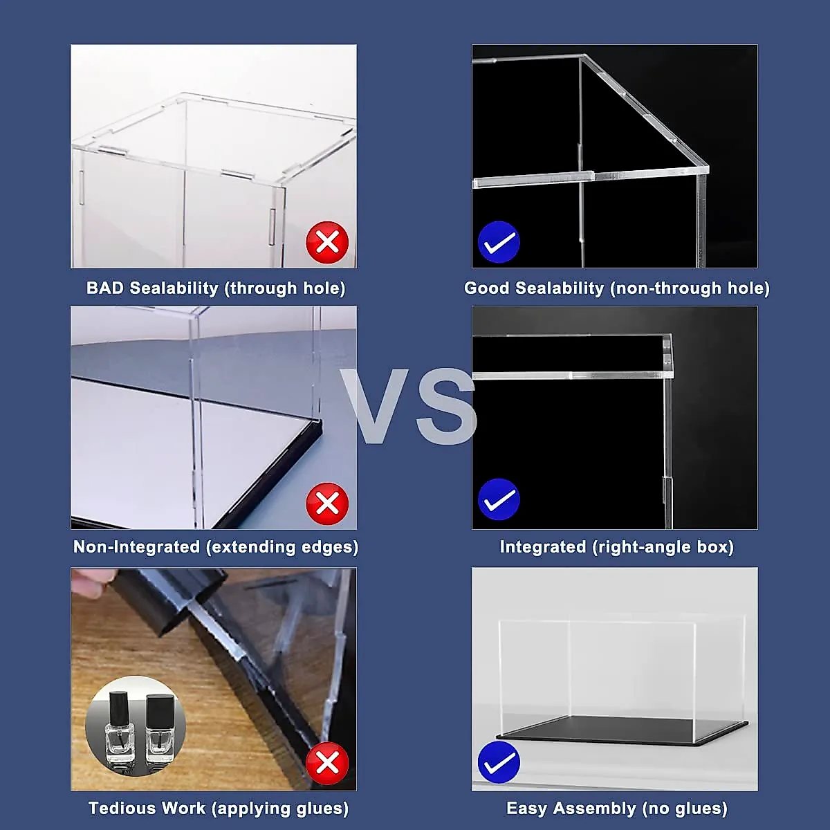 SVENJBB Acrylic Display Case, 13x6.7x6.3 Inch Cube, Clear Acrylic Boxes with Matte Black Base for 1:18 Scale Diecast Model Car