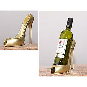 Aomesinc High Heel Wine Bottle Holder, Countertop Wine Rack, Single Wine Bottle Holder, Liquor Rack, Decorative Bottle Holder for Alcohol (Champagne Gold)
