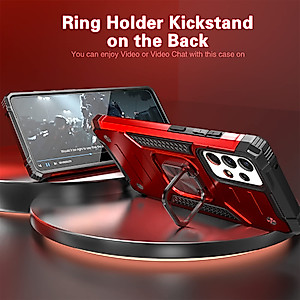 IDYStar Galaxy A52 5G Case with Screen Protector, Galaxy A52 5G Case, Shockproof Drop Test Cover with Car Mount Kickstand Lightweight Protective Cover for Samsung Galaxy A52 5G, Red