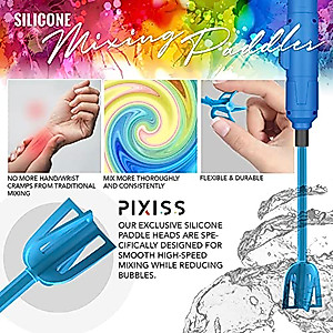 Epoxy Resin Mixer Silicone Paddles - 12 Reusable Pixiss Multipurpose Bidirectional Paint Stirrer for Drill Epoxy & Paint Mixer Drill Attachment - Paint Stirrers Epoxy Stirrer - Paint Mixer for Drill