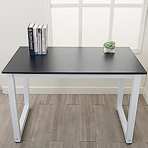 MJWDP 110cm Decent High Strength Wooden Computer Desk Computer Table Home Office Table Black Gaming Table Workstation Study Writing