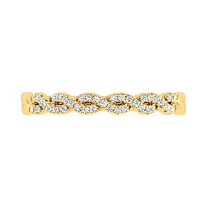 1/10 Carat Twisted Diamond Wedding Band Ring in 10k Yellow Gold (Ring Size 11)
