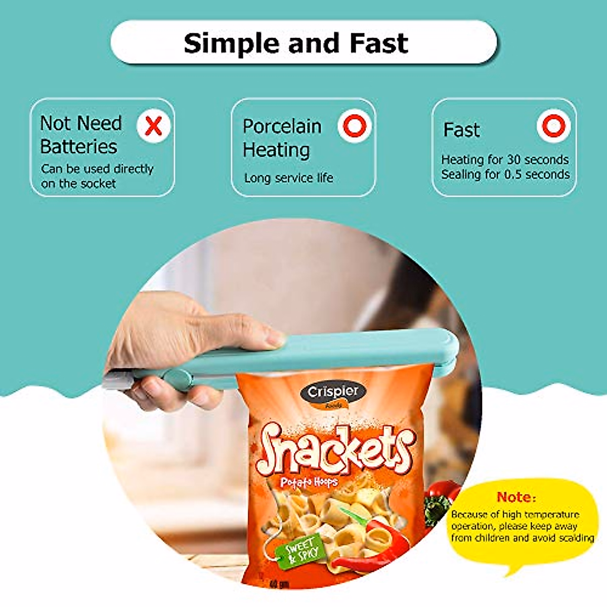 Pinshion Heat Sealer Handheld, Portable Mini Sealing Machine for Bag Food Storage, Mini Food Bag Heat Sealer Handheld with Double Safe Button