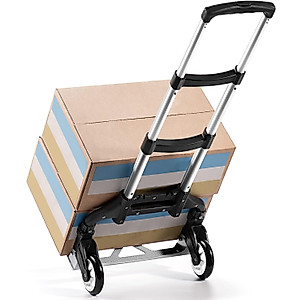 Wawxmo Folding Hand Truck Aluminum Portable Folding Hand Cart 180lbs Capacity Hand Cart and Dolly Ideal for Home, Auto, Office,Travel Use,Black