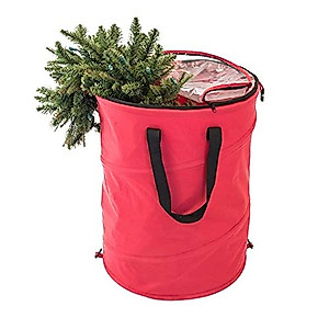 Northlight 30" Red and Black Extra Large Pop-Up Christmas Decorations Storage Bag