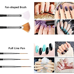 JOYJULY 20pcs Nail Art Design Tools, 15pcs Painting Brushes Set with 5pcs Dotting Pens, BLACK …