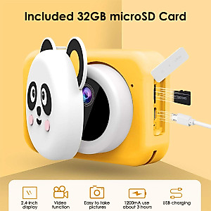 Fixget Kids Camera, Children 1080P HD Digital Dual Cameras with 32GB SD Card, Toddler Selfie Video Recorder Toy Birthday Gift for 4-12 Year Old Girls Boys