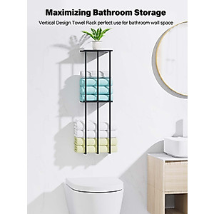 TooTaci Towel Racks for Bathroom,Towel Holder for Bathroom Wall,Upgraded 3 Tier Towel Storage for Small Bathroom,Towel Rack with Shelf for Small Space Organizer,Can Hold Up 6 Rolled Towels