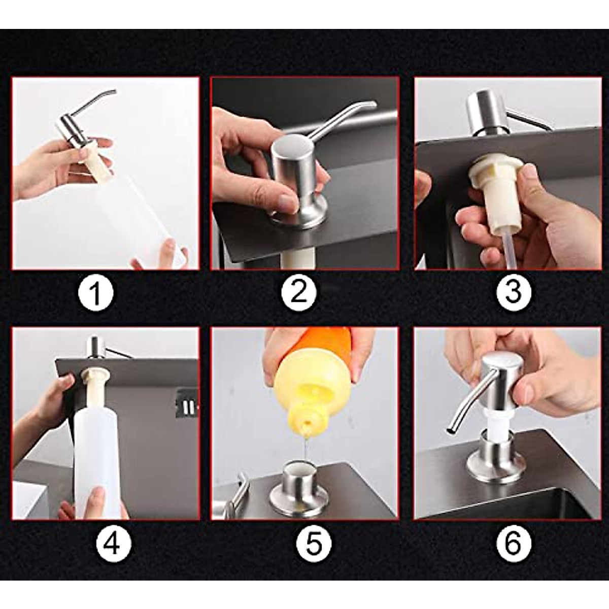 Soap Dispenser, Delle Rosa Soap Dispenser for Kitchen Sink Brushed Nickel, Soap Dispenser Easy Installation Well Built and Sturdy, 320ml/11oz