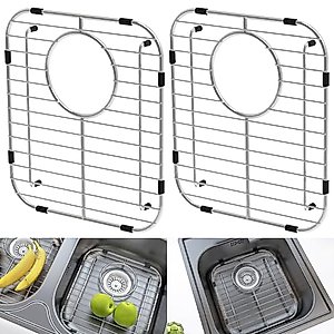 BEHOK 2 pack Sink Protector Grid 13" x 11-5/8", Rear Drain with Corner Radius 1-1/2", 304 Stainless Steel for Kitchen Sink BH-1311 Sink Grate