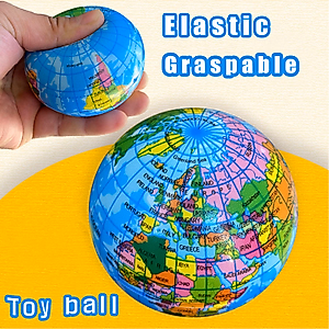 Globe Squeeze Balls,2.5 inch Earth Stress Relief Balls,Soft Foam Stress Ball Toy for Finger Exercise,School or Office Party Favors,24 Pcs