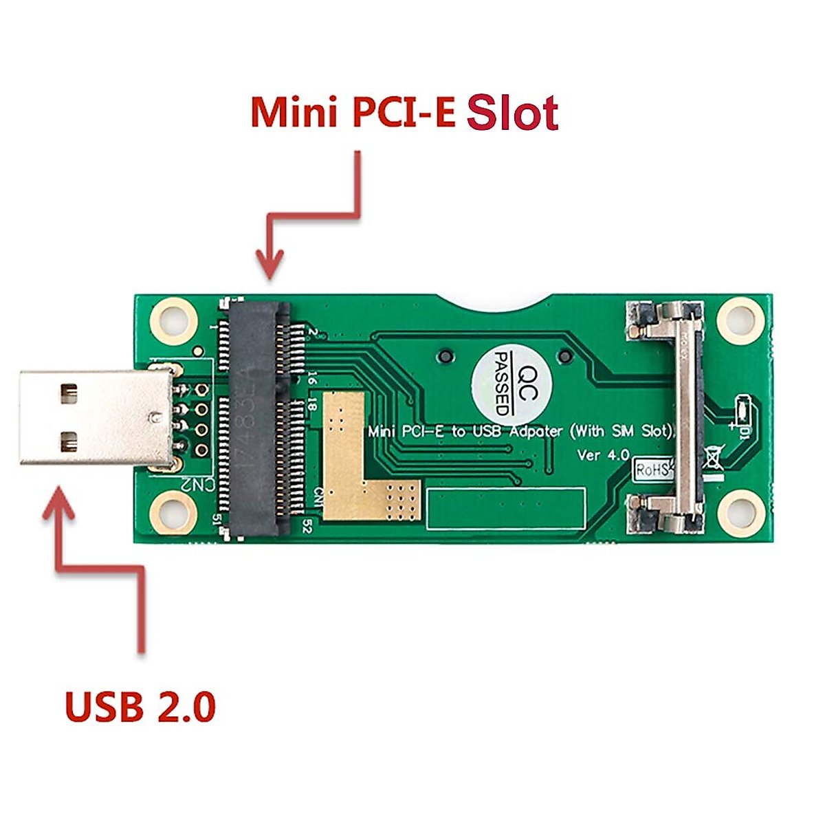 Mini PCI-E to USB Adapter with SIM Card Slot for Module Transfer to USB Interface