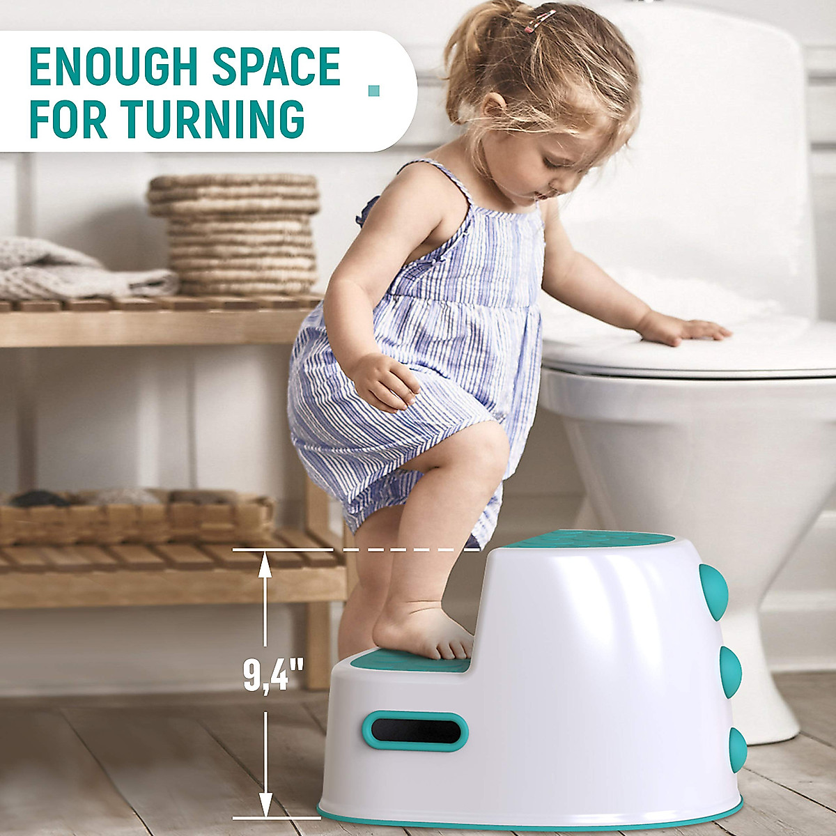 Toddler Step Stool for Kids - Dinosaur Two Step Stool for Bathroom Sink with Non-Slip Feet - Nursery Kids Step Stool for Potty Training - Baby Child Footstool for Boys Girls