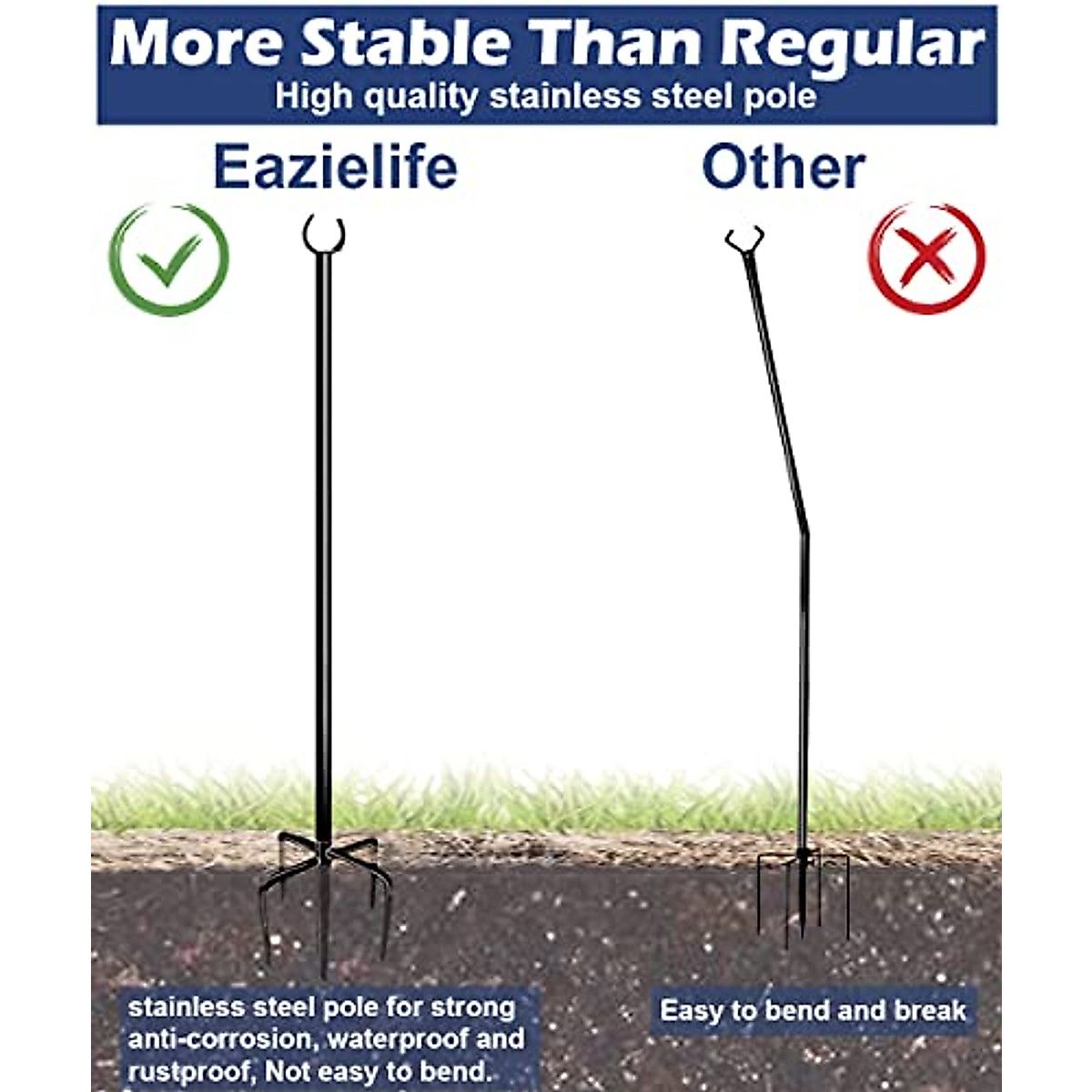 Eazielife 10FT String Light Poles for Outdoor, Heavy Duty Metal Lighting Stand Pole for Garden Lawn Backyard Patio Holiday Wedding Party Decorations 2 Pack