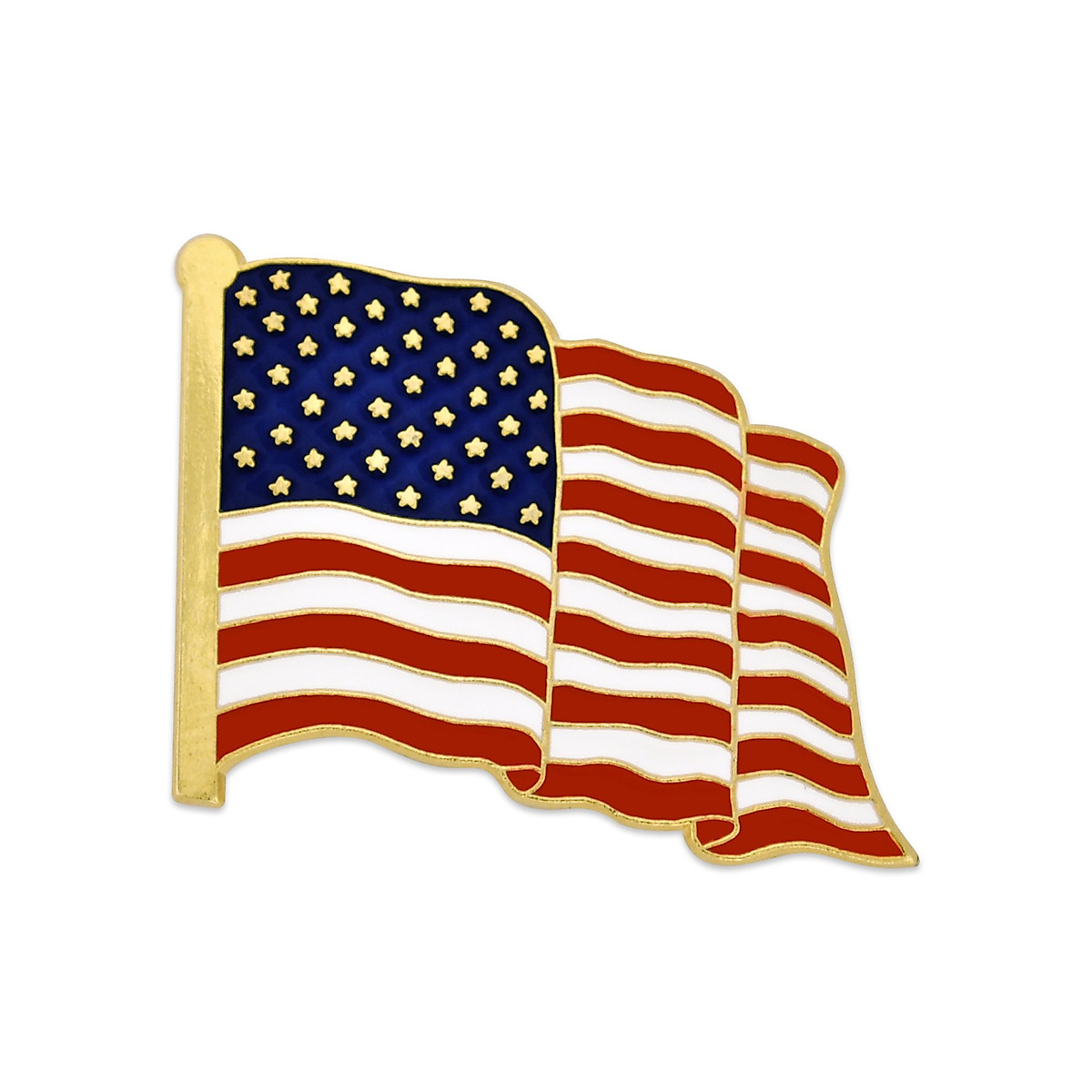 PinMart American Flag Lapel Pin – Made in the USA - Gold Plated Enamel Pin – Patriotic Waving United States Country Pin for Coats, Suit Jackets and Lanyards