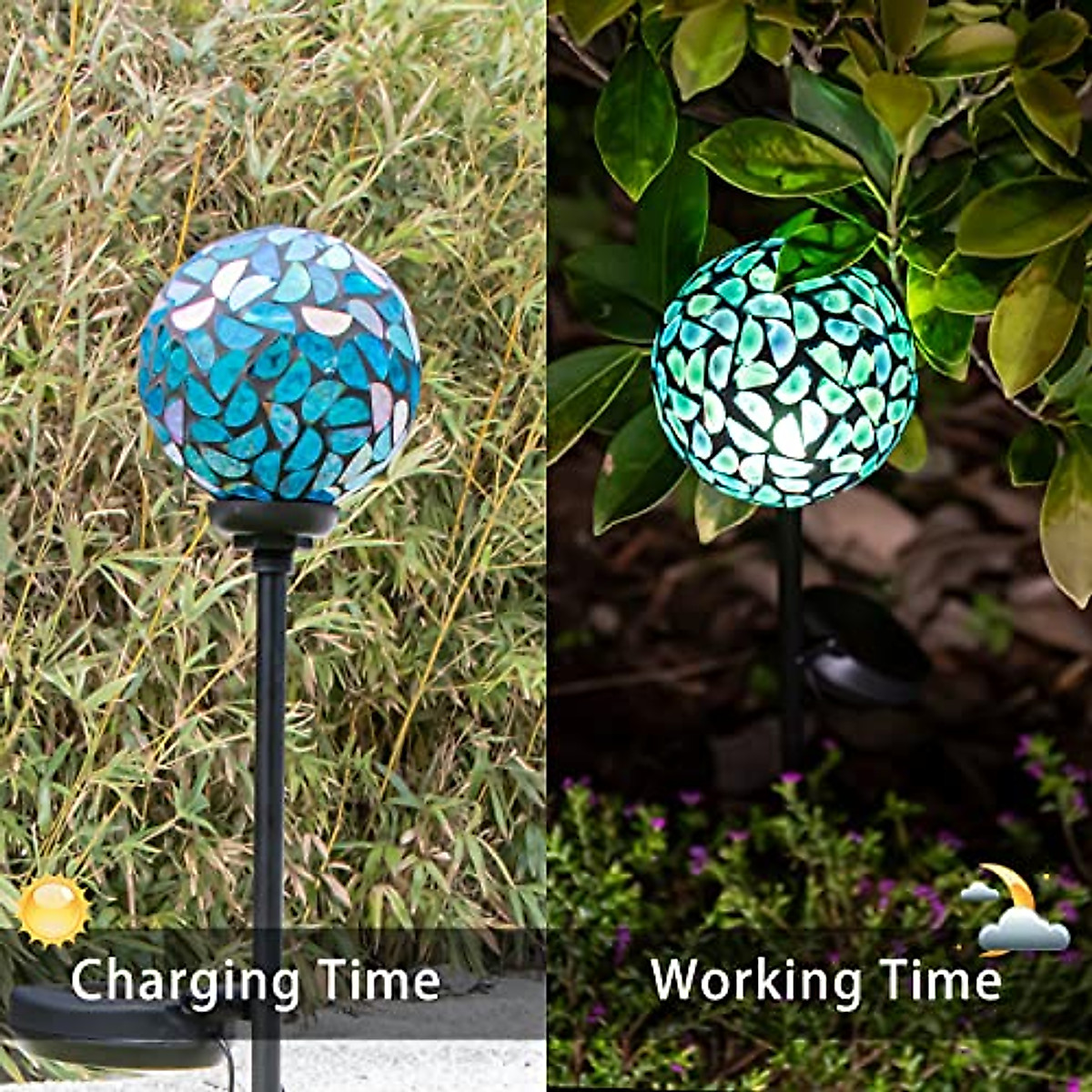 VCUTEKA Solar Lights Outdoor Decorative - Mosaic Solar Garden Light Waterpoof LED Pathway Stake Light for Landscape Lawn Patio Yard Decoration, Blue 1 Pack