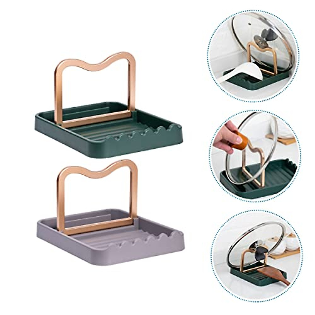 Angoily 2pcs Collapsible Shelf Pan Lid Holder Spoon Rest Holder Spoon Rest Kitchen Counter Pan Lid Rack Pot Lid Organizer Silicone Spoons Spatula Holder Plastic Kitchen Rack Storage