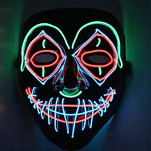 JOYIN Halloween LED Scary Mask Light Up LED Mask Cool Costume Accessories, Glow in the Dark Halloween Clown Mask for Kids Halloween Cosplay Costume Party Dress Up