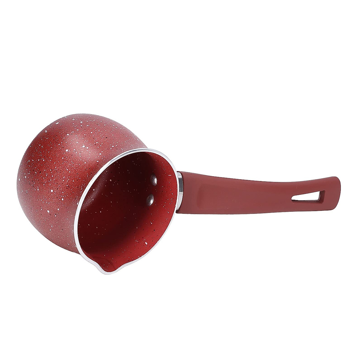 Yosoo Non Stick Milk Pan, 8cm Stay Cool Handle Aluminum Alloy Cooking Pot with Non Drip Double Pouring Lip for Coffee Butter Chocolate(Coffee)