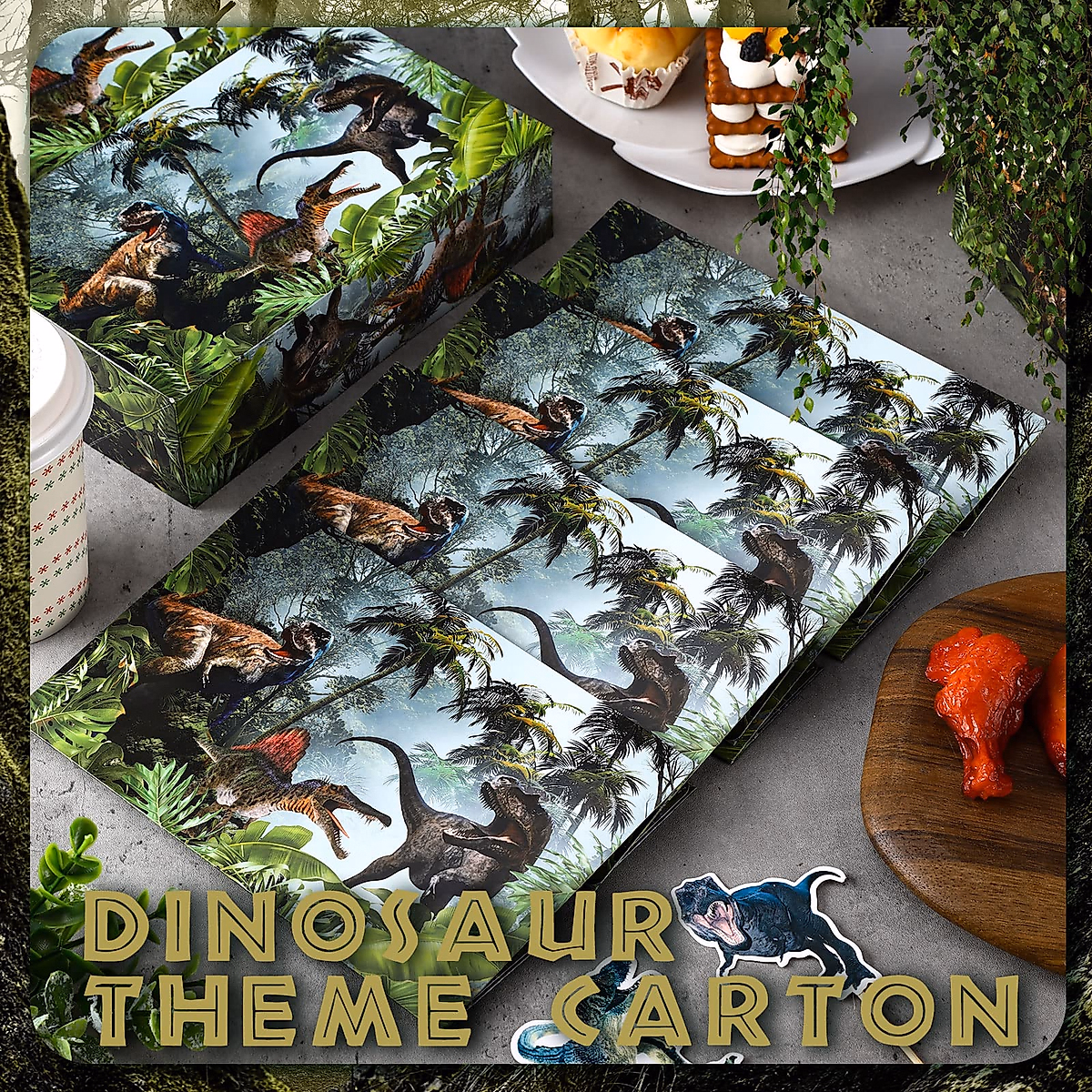 50 Pcs Dinosaur Party Favors 5lb Disposable Paper Food Trays Snack Trays Dinosaur Birthday Party Decorations Dinosaur Party Food Serving Trays for Nacho Hot Dogs Popcorn