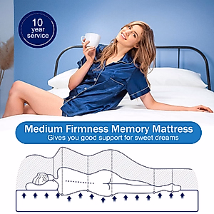Queen Mattresses, 8 Inch Gel Memory Foam Mattress for Pressure Relief, Medium Firm Mattress in a Box, CertiPUR-US Certified, Fiberglass Free, with Washable Cover