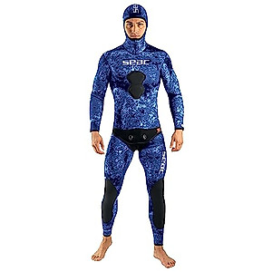 SEAC Ghost, High-Waisted Pant in 3 mm Ultrastretch Neoprene for Freediving and Spearfishing, camo Blue, Medium (0010337270055A)