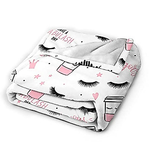 Lashes Mascara Coffee Cup Blanket Throw Blanket Lightweight Microfiber Blankets for Bed Couch Sofa Blanket Quilt 50"X40"