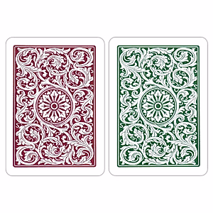 Copag 1546 Design 100% Plastic Playing Cards, Poker Size (Standard) Green/Burgundy (Jumbo Index, 1 Set)