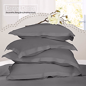 Nestl Soft Pillow Shams Set of 2 - Double Brushed Microfiber Pillow Covers - Hotel Style Premium Bed Pillow Cases, with 1.5” Decorative Flange, Standard 20"x26" - Gray