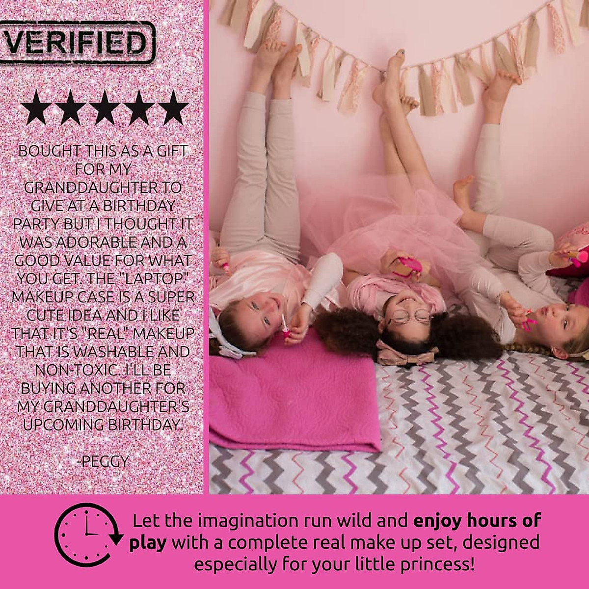 My First Makeup Set for Young Girls I Kids Makeup Kit for Little Girls I Foldable Makeup Palette with Makeup Mirror I Pink Set Makeup for Kids Vanity I Washable Laptop Design Toddler Makeup Kit Gift