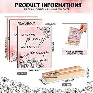 4 Pieces Inspirational Quotes Desk Decor Christian Home Decors Pink Motivational Bible Wood Block Plaque Table Signs Decorative Table Sign Centerpiece for Women Desk Office Decor Gift for Girls