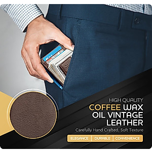 Money Clip Leather Wallet For Men Slim Front Pocket RFID Blocking with Super Strong Magnetic