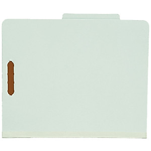 Amazon Basics 10-Pack Letter Size Pressboard Classification File Folders with Fasteners, Dividers, 2” Expansion - Green