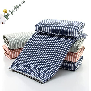 Pidada Hand Towels Set of 2 Striped Pattern 100% Cotton Absorbent Soft Towel for Bathroom 13.4 x 29.1 Inch (Orange Pink)