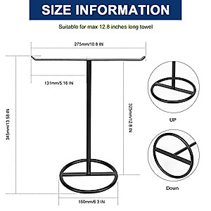 NearMoon T-Shape Hand Towel Holder-Bathroom Towel Rack-Stand with Round Base Towel Bar for Bathroom Kitchen Vanity Countertop, All-Metal Waterproof Standing Tower Ring, Matte Black