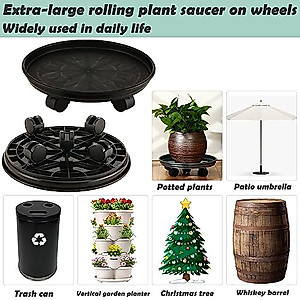 5 Packs Extra-large Plant Caddy with Wheels 15" Rolling Plant Stands Heavy-duty Plant Dolly Plastic Planter Roller Base Pot Movers Plant Saucer on Wheels Indoor Outdoor Plant Tray Coaster, Matte Black