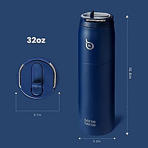 BOTTLE BOTTLE Stainless Steel Water Bottle with Straw and Lid 32oz Vacuum Insulated Water Bottle Stay Cold for 24 Hrs, Hot for 12 Hrs, Leak-Proof Wide Mouth Water Bottles for Men,indigo blue