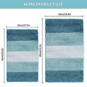 SiliPacks Bathroom Rugs 20"x32" Non-Slip Microfiber Carpet, Machine Washable Quick Dry Bath Mats for Bathroom, Bedroom and Kithchen -Turquoise