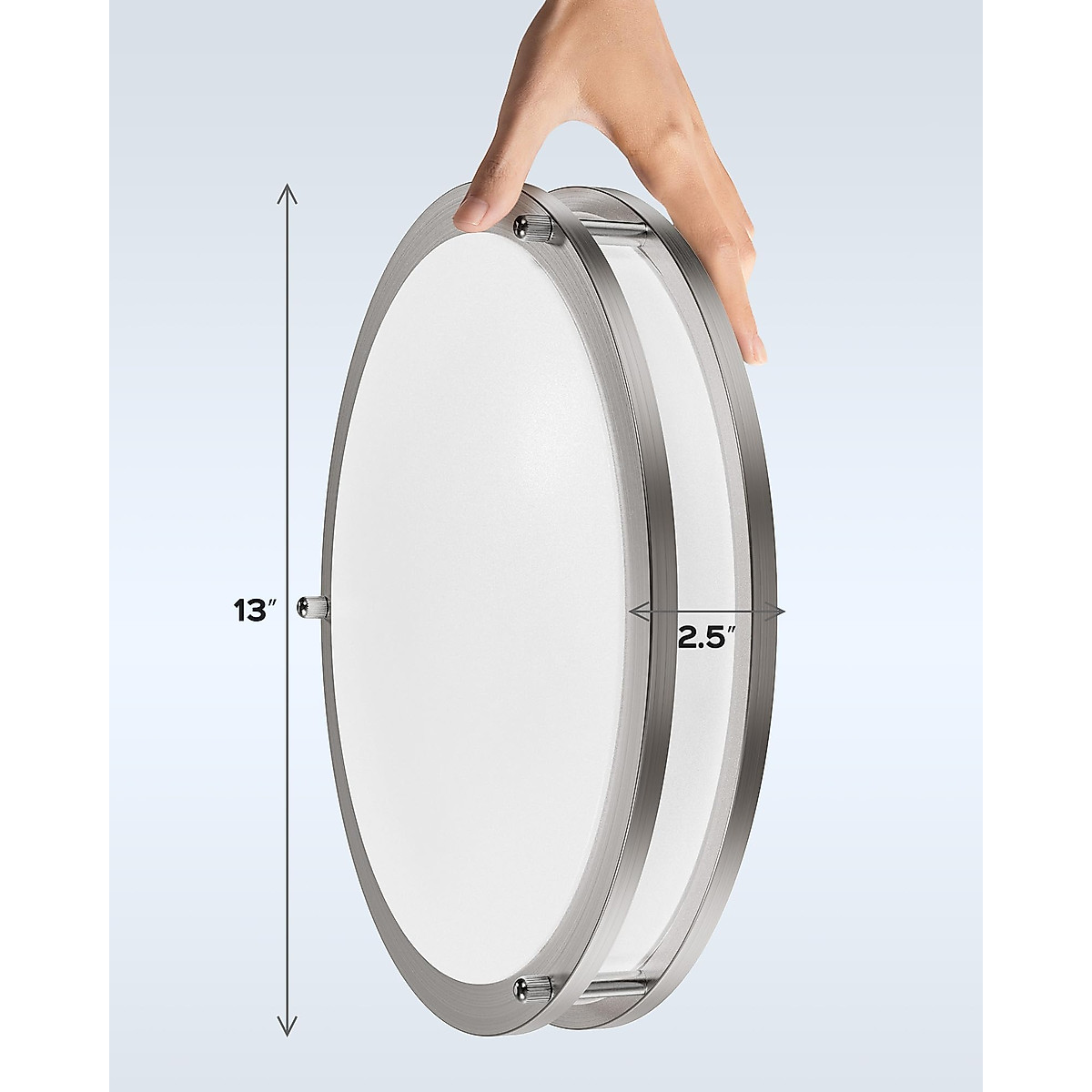 JACKYLED 13 Inch Flush Mount Ceiling Light, Brushed Nickel Ceiling Light Fixture, 3000K/3700K/4500K/5100K/6000K Dimmable Lighting for Bathroom Bedroom Kitchen Stairwell, 36W, 2 Pack