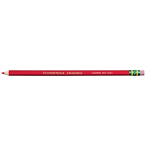 Ticonderoga Erasable Checking Pencils with Eraser, Pre-sharpened, Red, 12-Pack (14259)