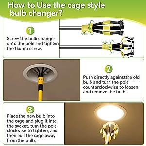 Dreyoo 3 Piece Set Light Bulb Changer, Standard Incandescent Bulb, Floodlight Bulb Changer and Suction Cup Light Bulb Changer Compatible with Standard Threaded Extension Pole (Pole Not Included)