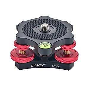 CAVIX Camera Leveler Tripod Leveling Base Tri-Wheel Head for Macro Photography Aluminum w Bubble Level 3 Axis Level with +/-5 Degree Precision Adjustment for DSLR Camera Rotator Panoramic Head LP-64