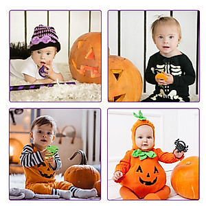 Halloween Teething Toys, Soft Silicone Baby Soothing Teether Chew Toys for Toddlers, Treat or Trick Stocking Stuffers Bags Gifts