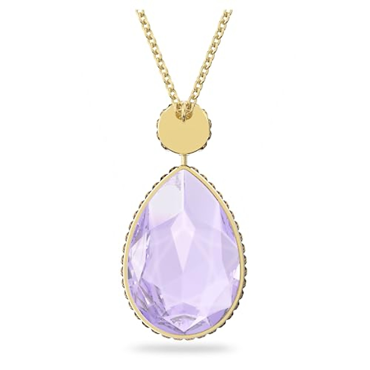 SWAROVSKI Chroma Pendant Necklace, Dual-sided Green and Lilac Drop-Cut Crystals with a Gold-Tone Finish Chain, Part of the Chroma Collection