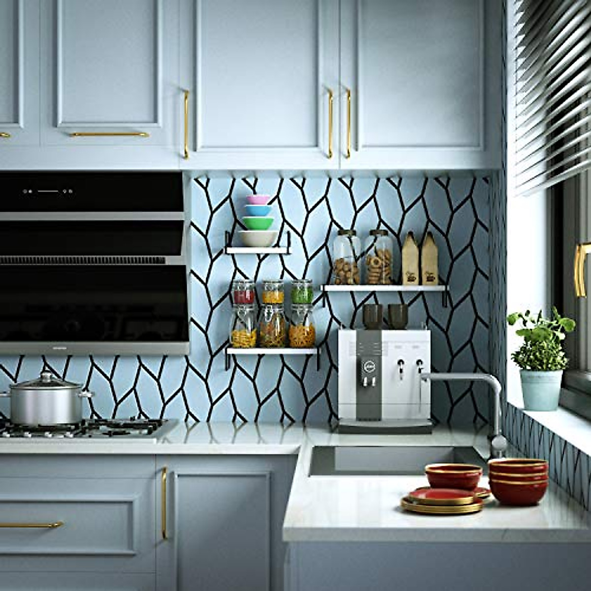 Minggoo Floating Shelves Wall Mounted Set of 3 (White)