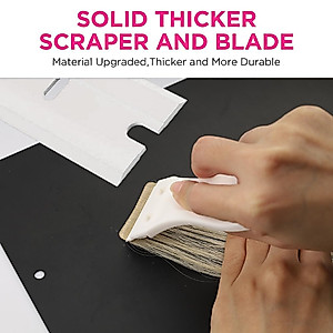 Plastic Razor Scraper with 10pcs Double Edged Plastic Blades Hair Extension Tool for Debris Sticker Label on Glass Windows Removal Scraper Tool (White&White)